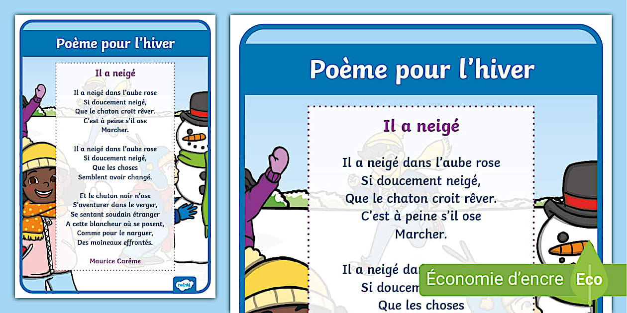 Poème pour l'hiver (Teacher-Made) - Twinkl