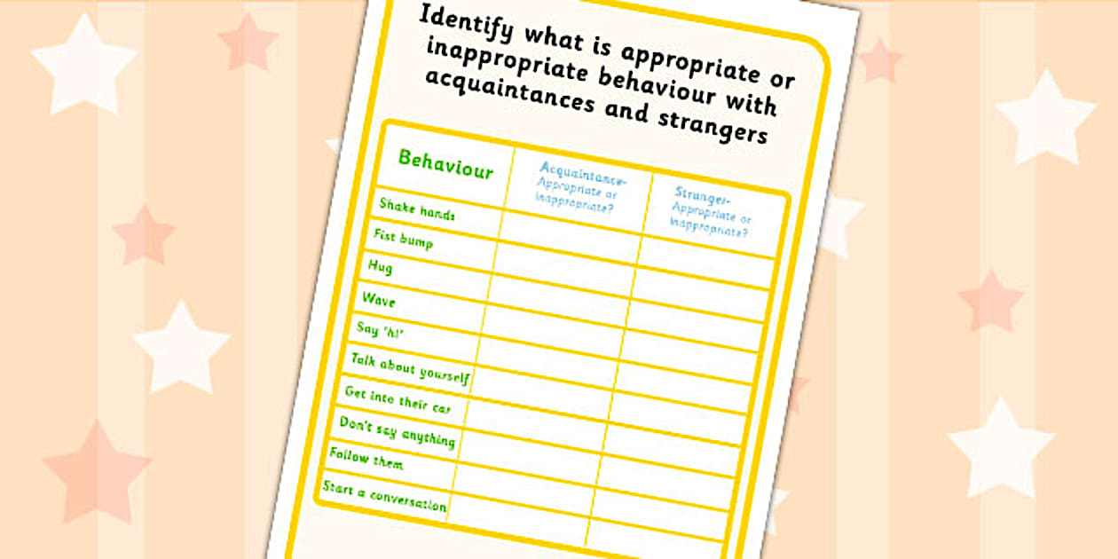 Social Skills Worksheet - Appropriate Behaviour - SEND