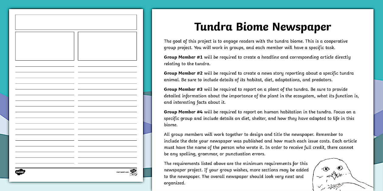 Tundra Biome Newspaper - Group Project (teacher made)