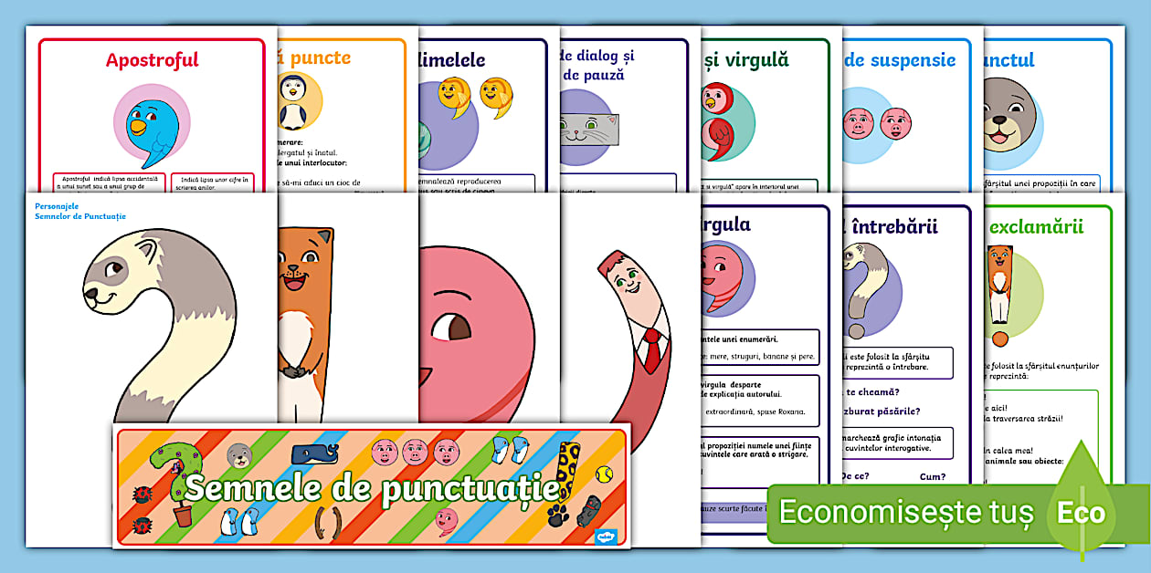 Planșe cu semne de punctuație - Scriere corectă | Twinkl RO