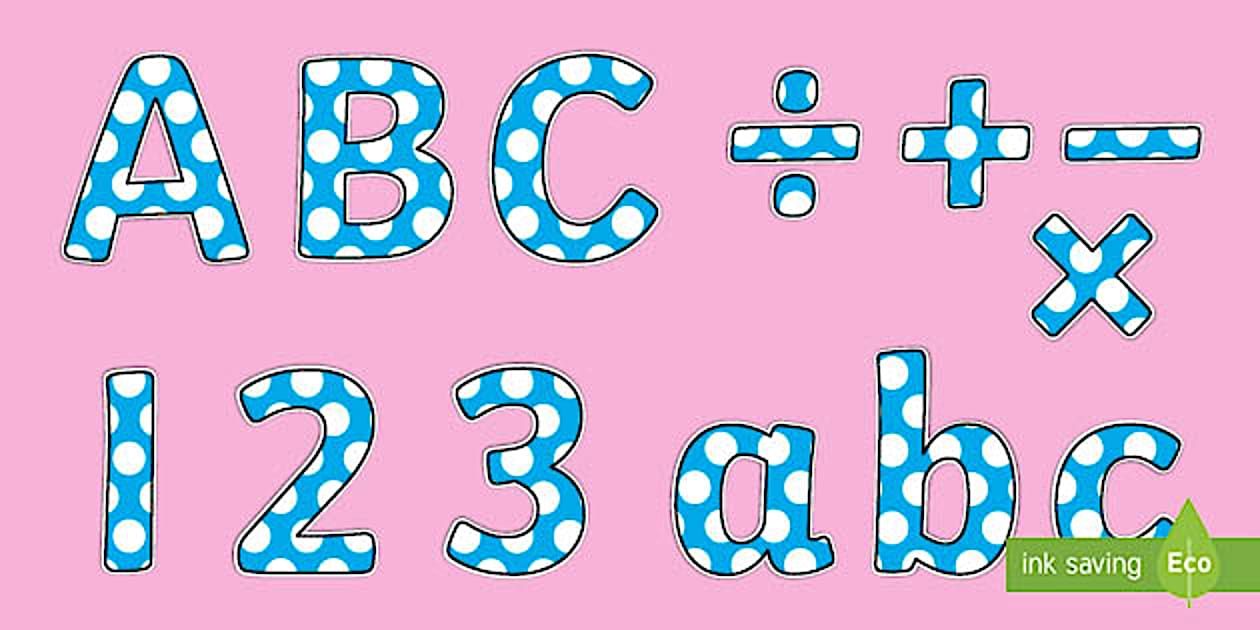 Cursive Blue and White Spotted Display Lettering - Twinkl