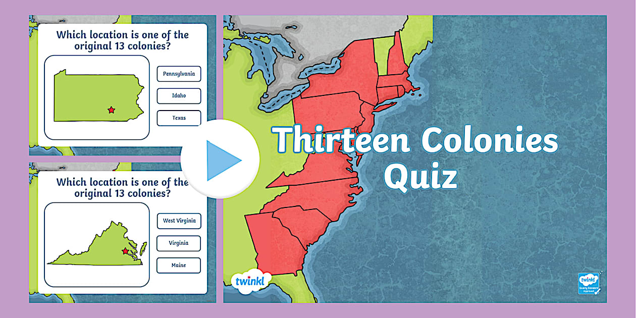 13 Colonies Quiz - PowerPoint and Google Slides - Twinkl