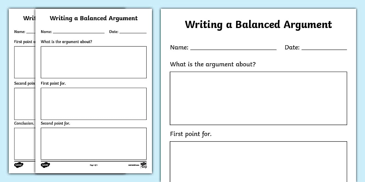 Balanced Argument Writing Frame (teacher made) - Twinkl