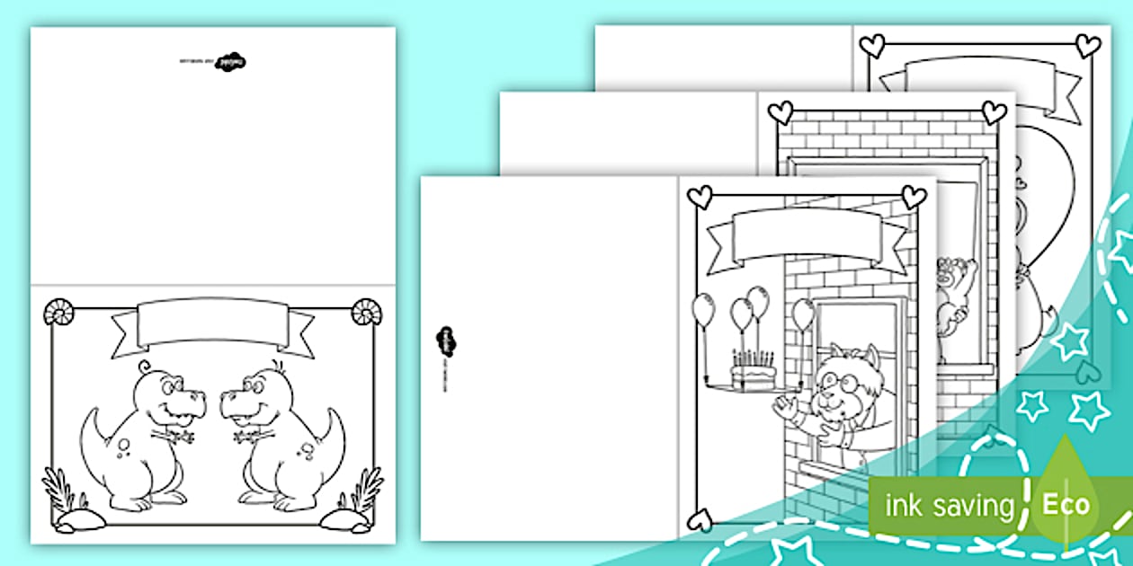 Social Distancing Colouring Cards (teacher made) - Twinkl