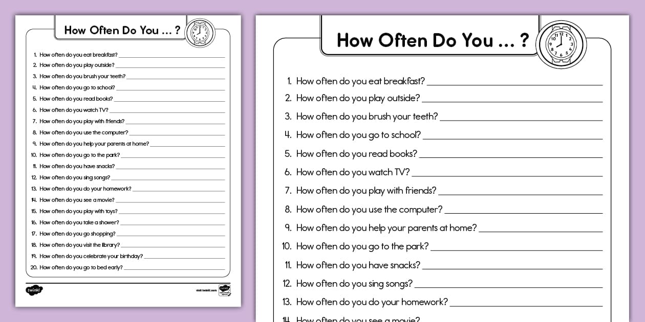 How Often Do You? Frequency Language Activity for ELL