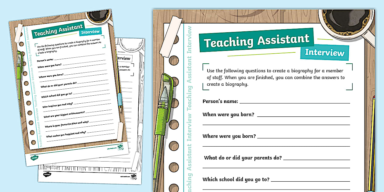 Teaching Assistant Interview Worksheet (teacher made)