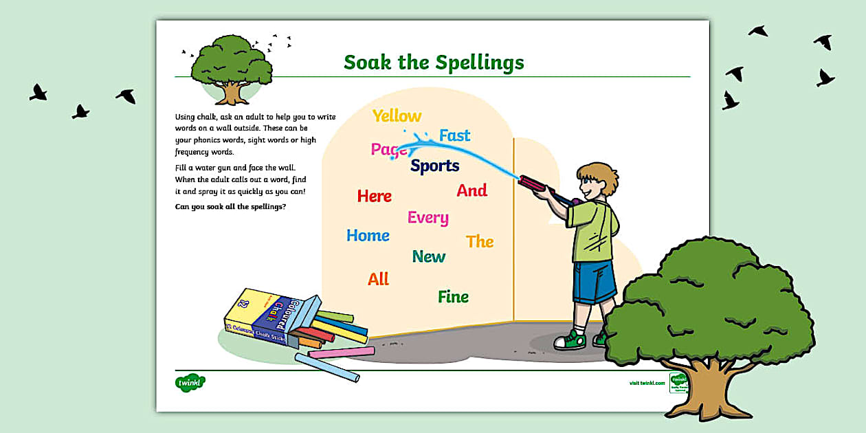 Outdoor Learning Soak the Spellings Activity (teacher made)
