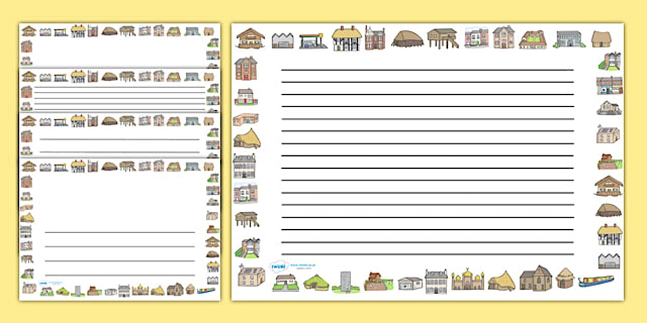 Editable Houses and Homes Full Page Borders (teacher made)
