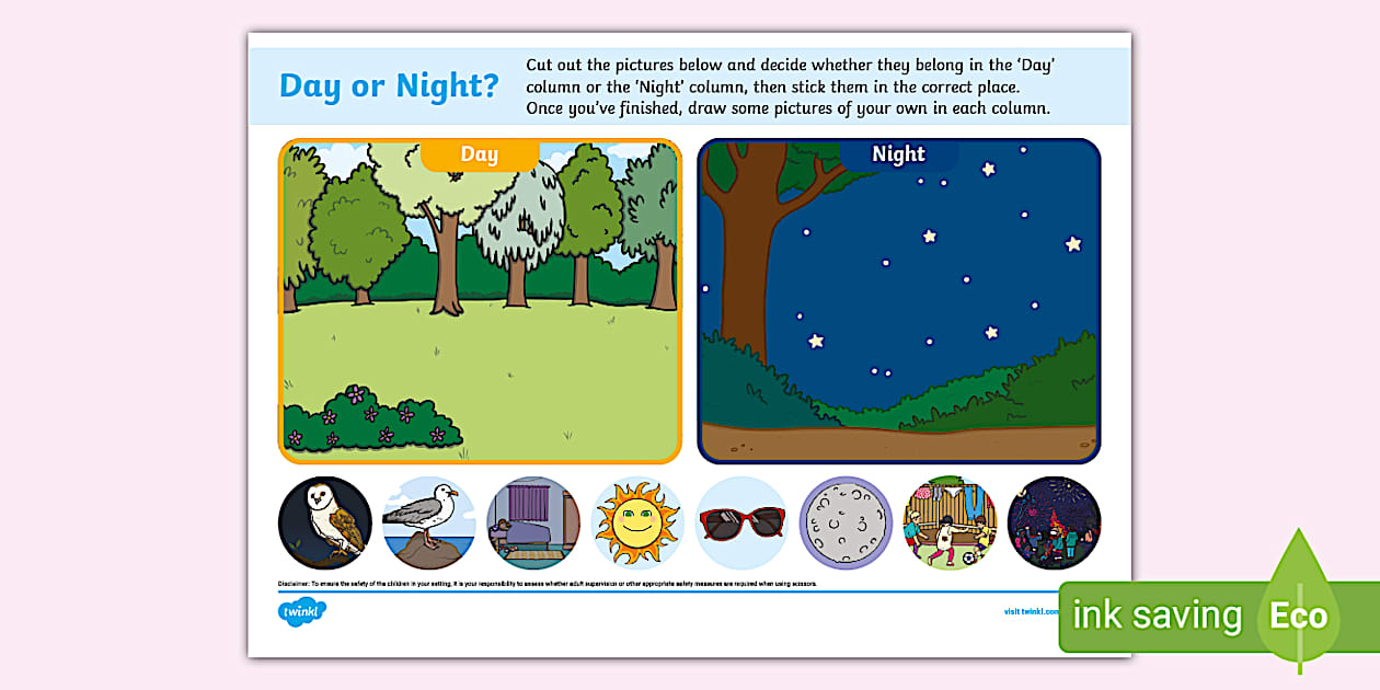 Day or Night? Cut and Stick Activity,Daytime and Nighttime