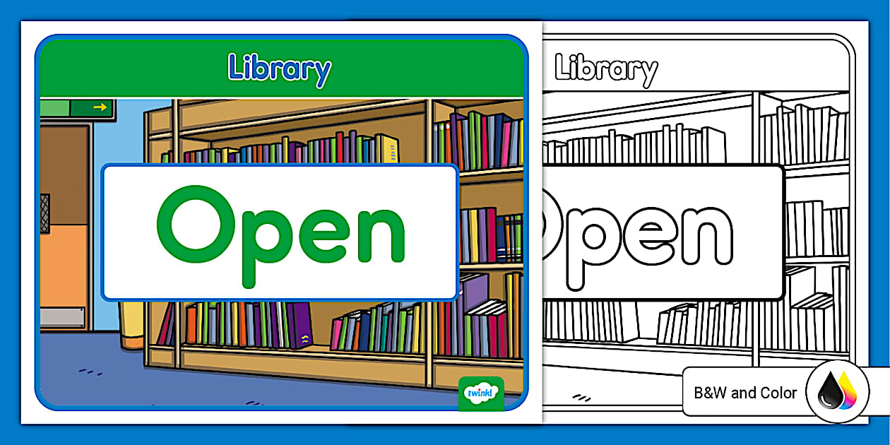 Library Dramatic Play Open Sign (teacher made) - Twinkl