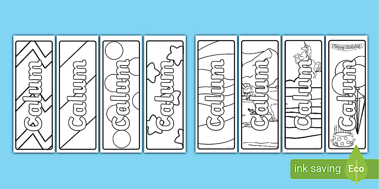 Calum Name Simple Colouring Bookmarks (Teacher-Made)