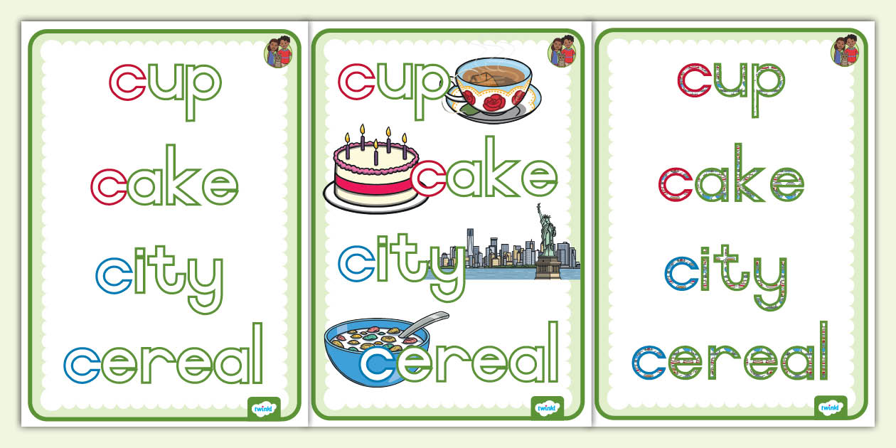 Grade 3 Phonics Hard and Soft c Posters - Twinkl