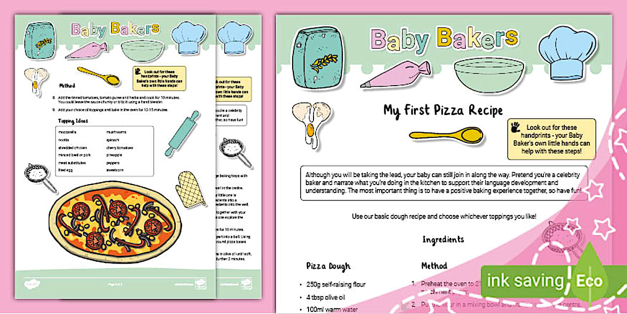 FREE! - Baby Bakers - My First Pizza Recipe (teacher made)
