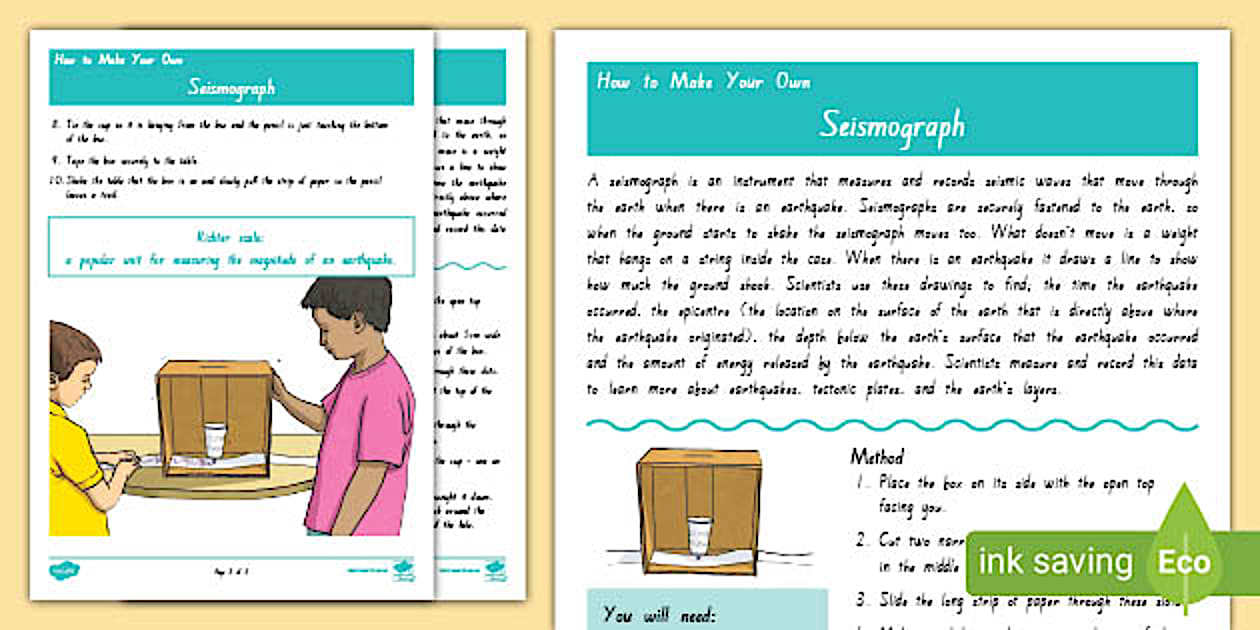 How to Make Your Own Seismograph Worksheet / Worksheet
