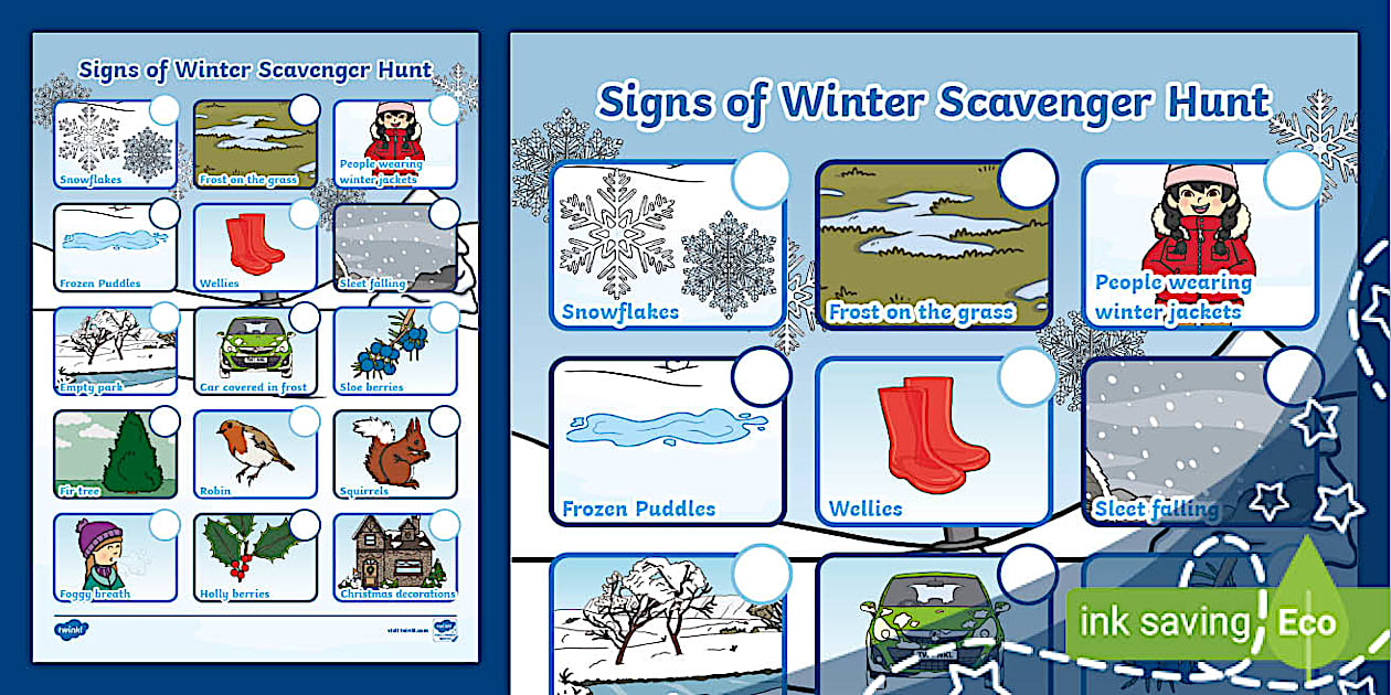Signs of Winter Scavenger Hunt (teacher made) - Twinkl
