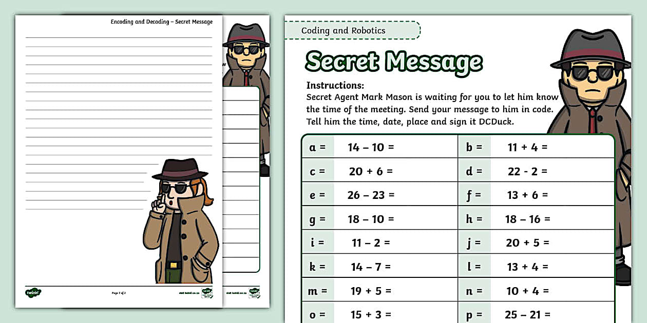 Robotics and Coding Encoding a Secret Message - Twinkl