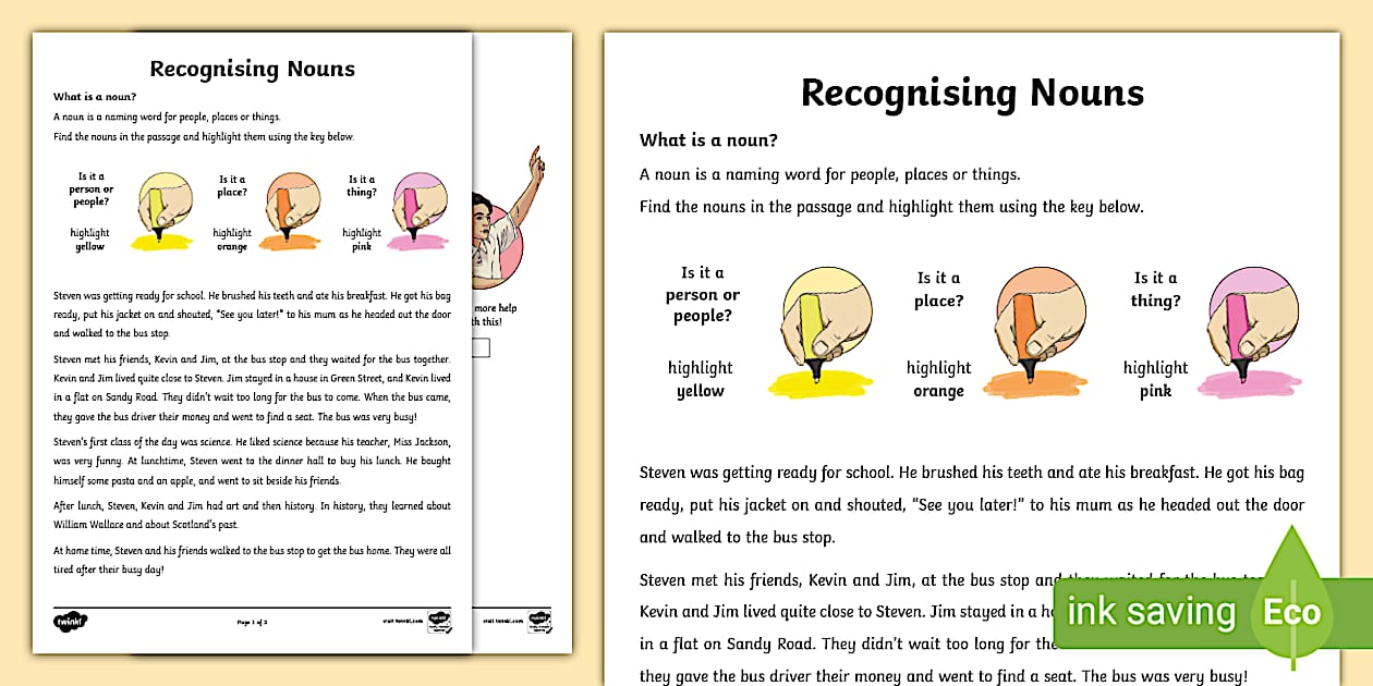 Recognizing Nouns (teacher made) - Twinkl
