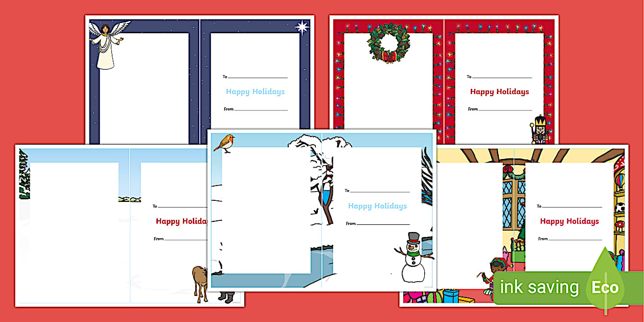 Happy Holidays Card Inserts - Twinkl - KS1 (Teacher-Made)