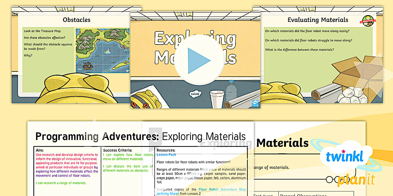 D&T: Programming Adventures: Exploring Materials Upper KS2 Lesson 3