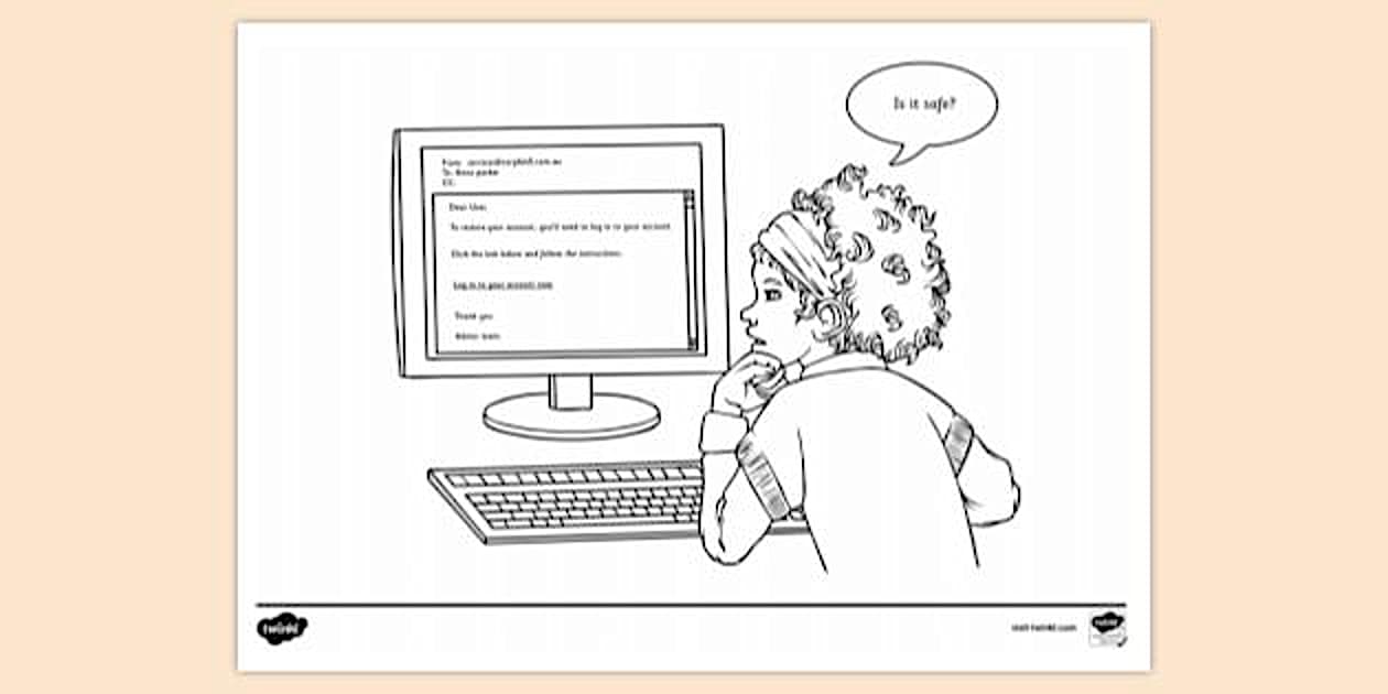Child Looking At An Emailed Link On A Computer | Colouring