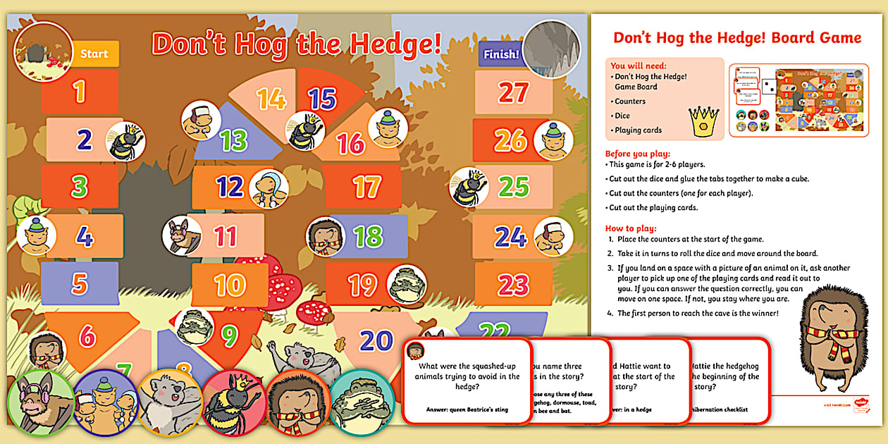 Don't Hog the Hedge! Board Game - Twinkl