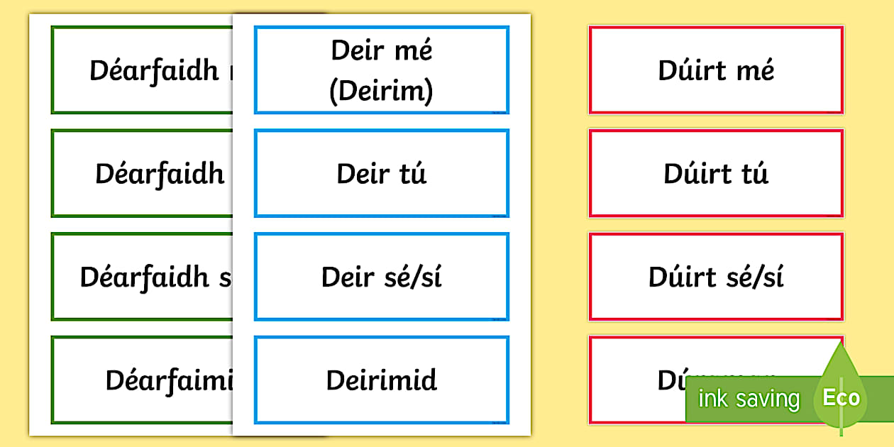 Abair Irish Verb | Irregular Verb Word Cards | Twinkl