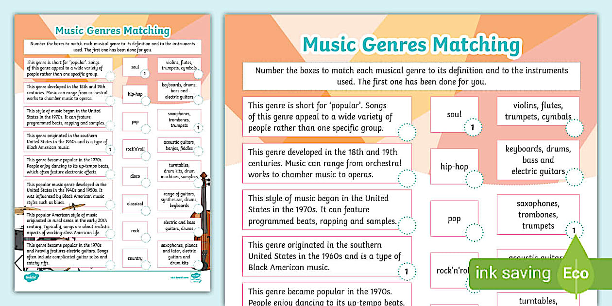 👉 Music Genres Matching Activity (teacher made) - Twinkl