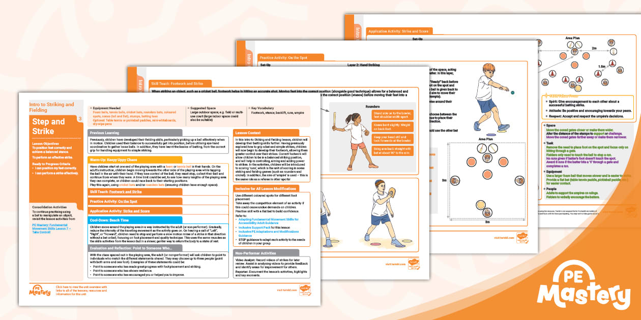 PE Mastery: LKS2 Striking and Fielding L3 - Step and Strike