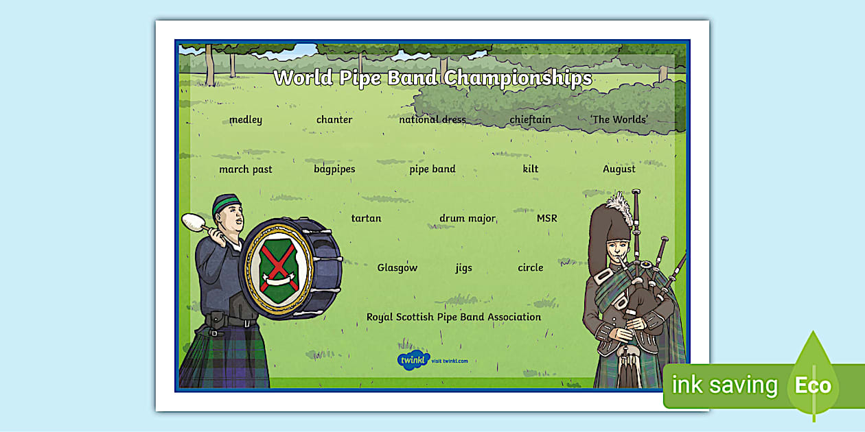 World Pipe Band Championships Word Mat