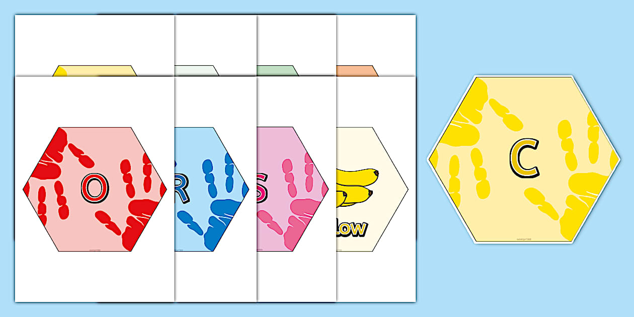 Colors Hexagon Display Shapes (Teacher-Made) - Twinkl