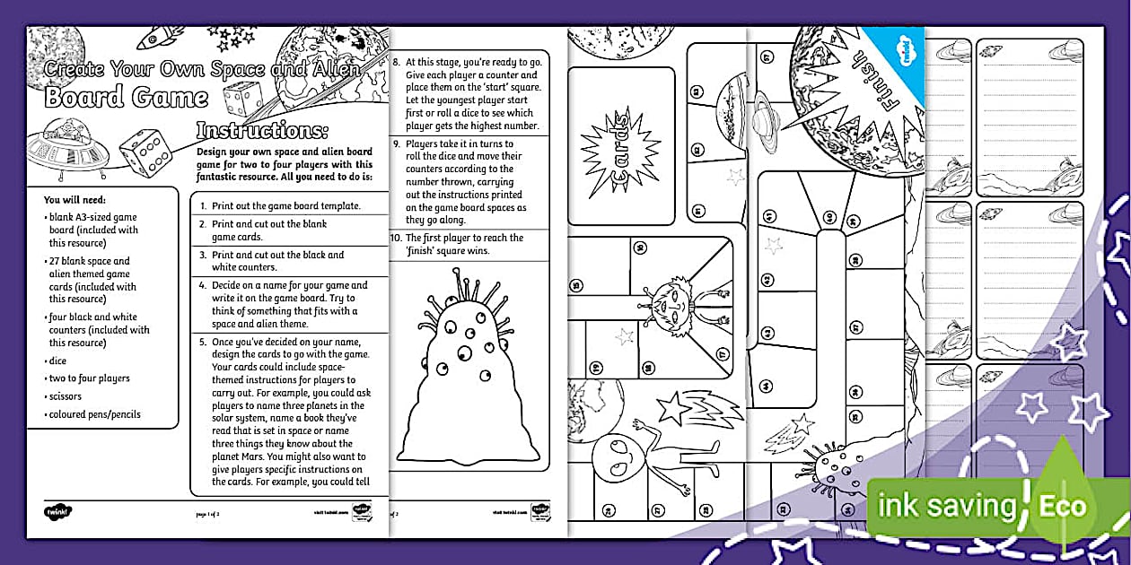 Create Your Own Space and Alien Board Game (teacher made)