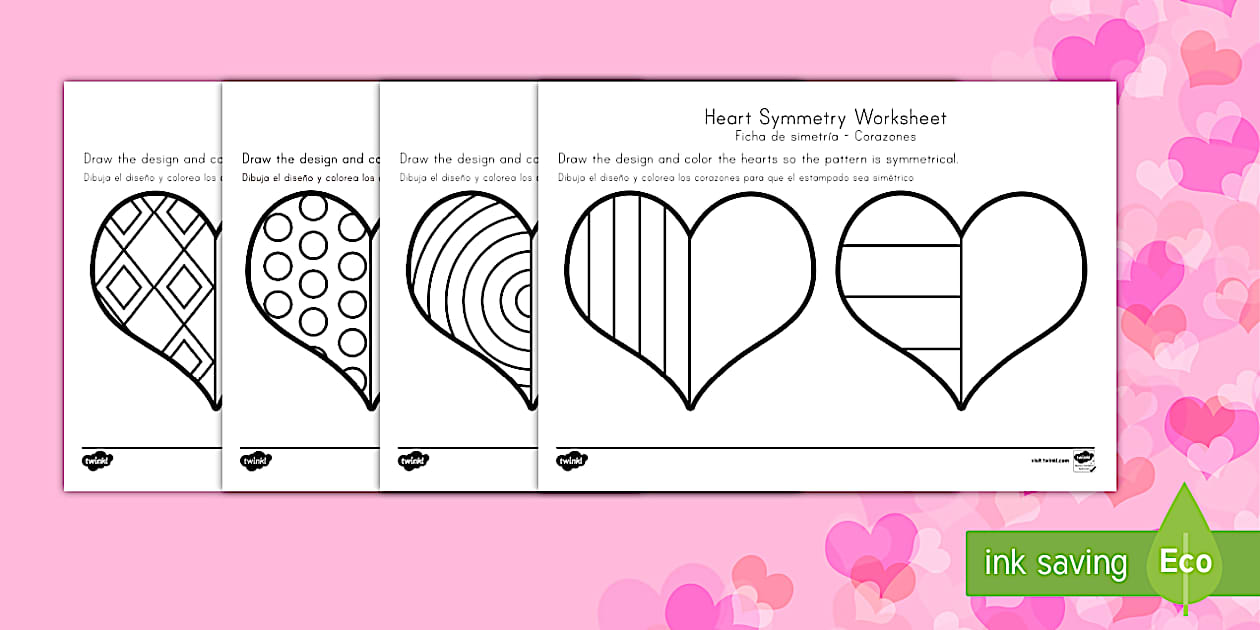 Printable Heart Symmetry Worksheet for Kids | Twinkl USA