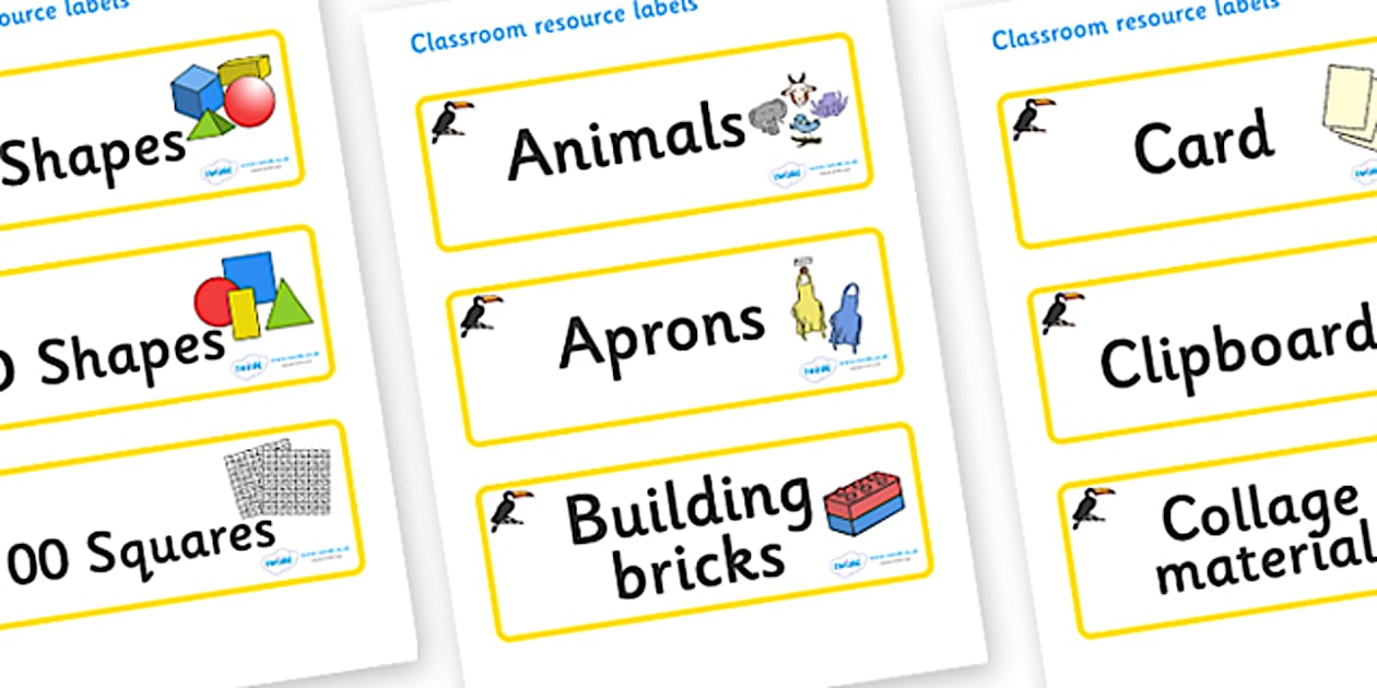 Toucan Themed Editable Classroom Resource Labels - Twinkl
