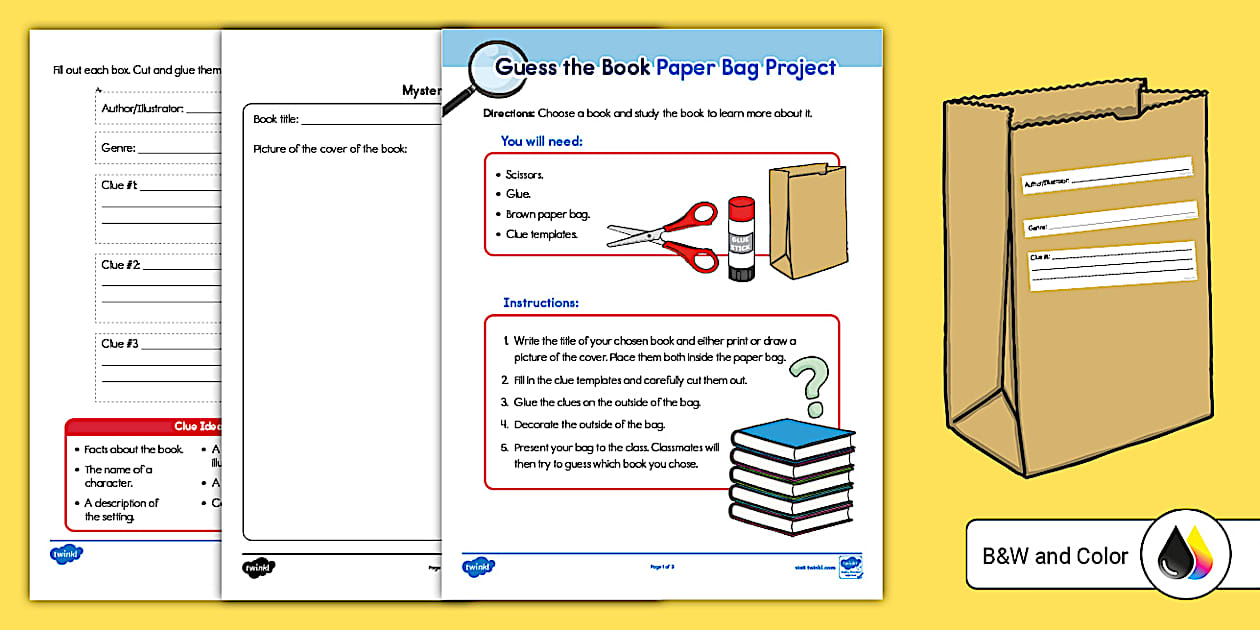 Guess the Book Paper Bag Project for K-2nd Grade - Twinkl