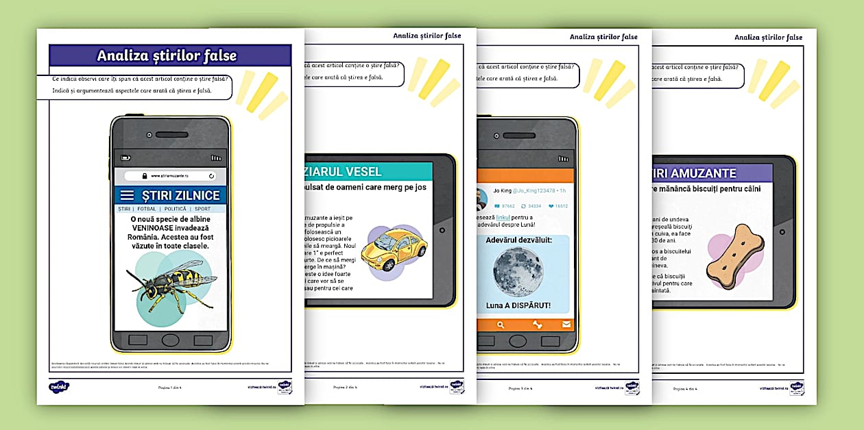 Analiza articolelor cu știri false – Fișe de activitate