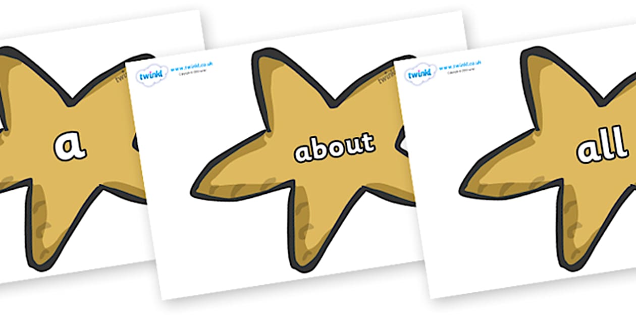 100 High Frequency Words on Starfish (Teacher-Made) - Twinkl
