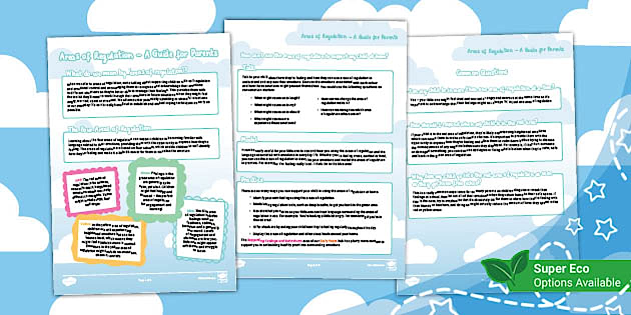 Areas of Regulation – A Guide for Parents (teacher made)