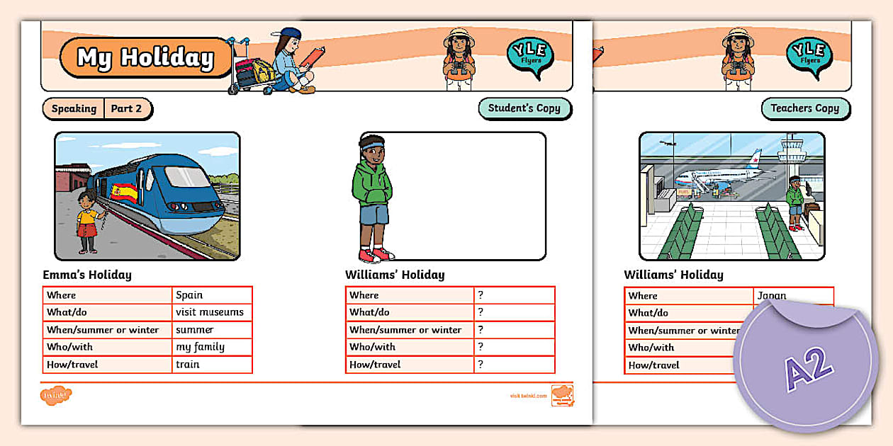 YLE Flyers Speaking Part 2 Practice Exam (teacher made)