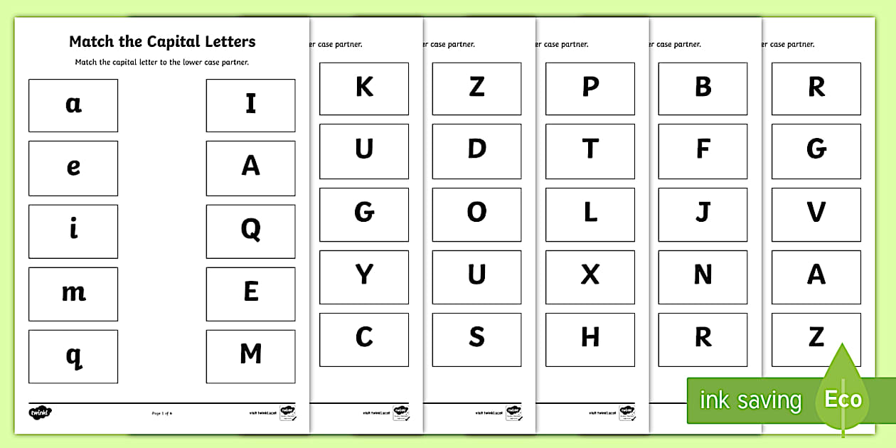 Early Level Capital Match Fast Finisher Activity - Twinkl