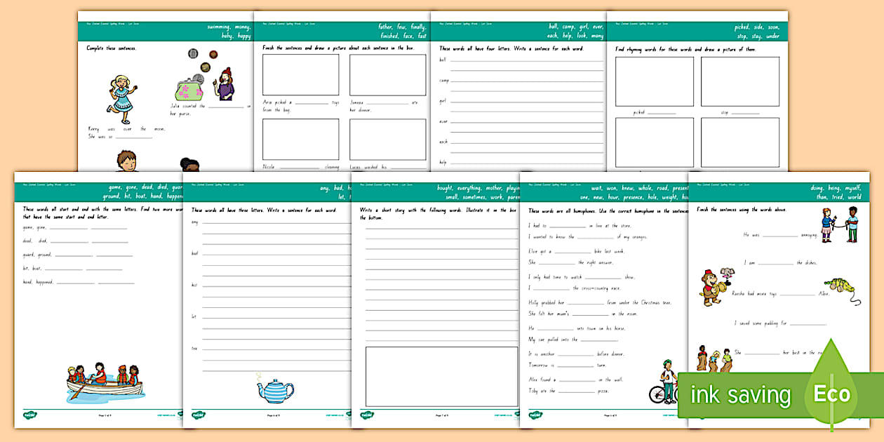 New Zealand Essential Spelling List 7 Worksheets - Twinkl