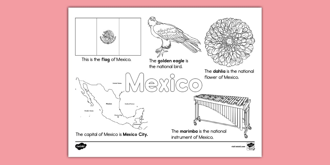 Mexico Facts Coloring Sheet (teacher made) - Twinkl