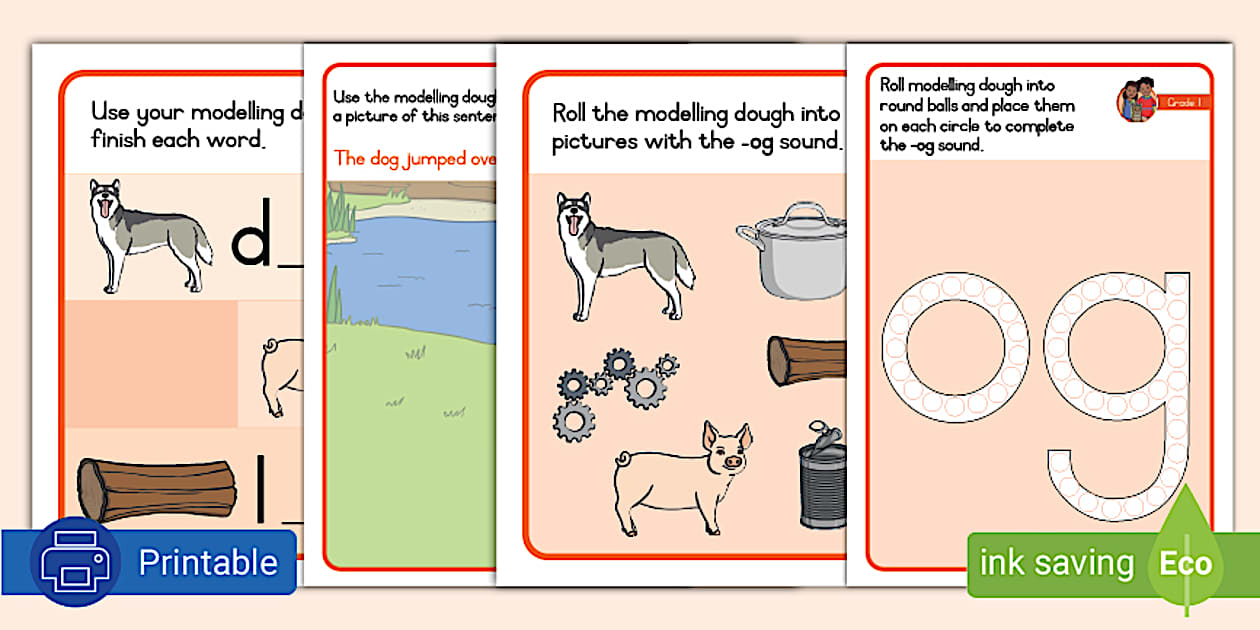 Grade 1 Phonics: -og Modelling Dough Playmats - Twinkl