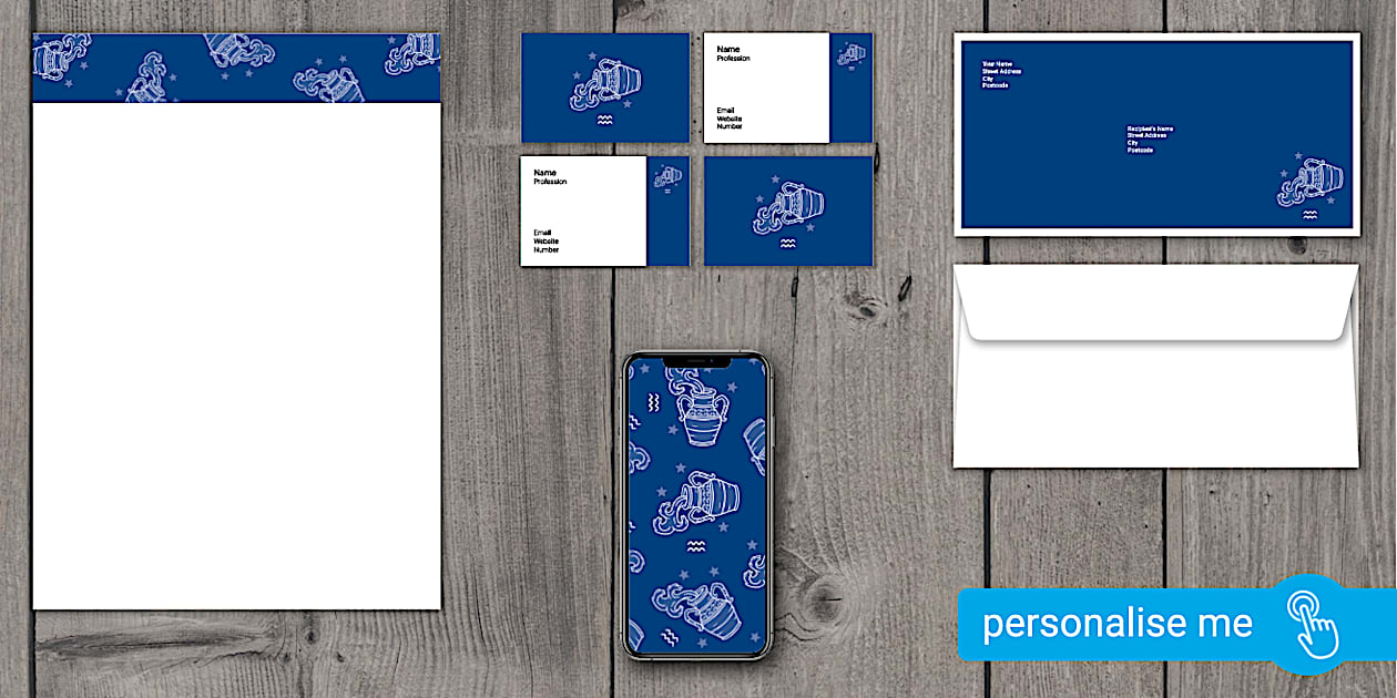 Aquarius - Zodiac Star Sign Stationery (teacher made)