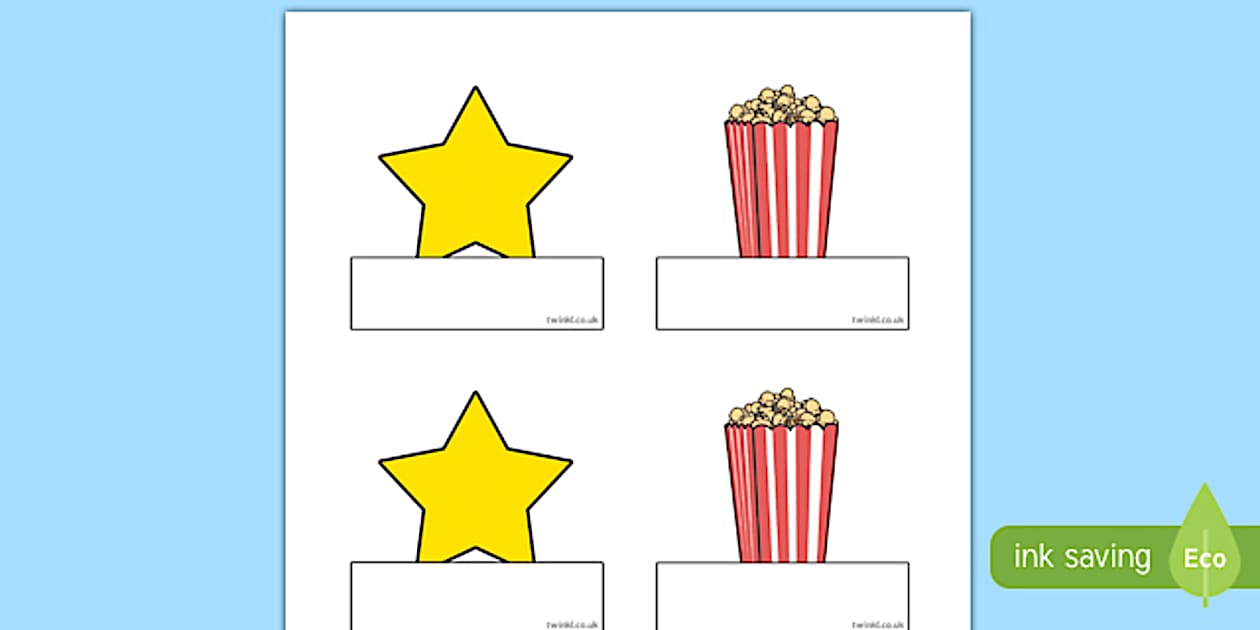Movie Star Themed Self-Registration Labels - Twinkl