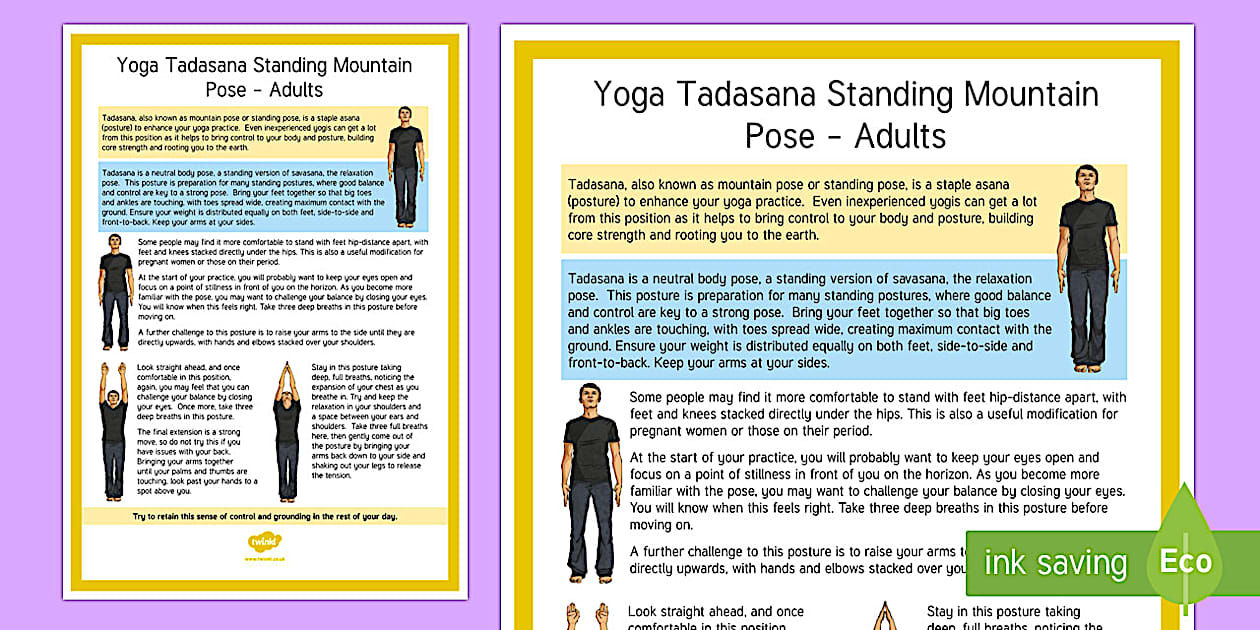 Standing Mountain Tadasana Printable Yoga Pose Guide