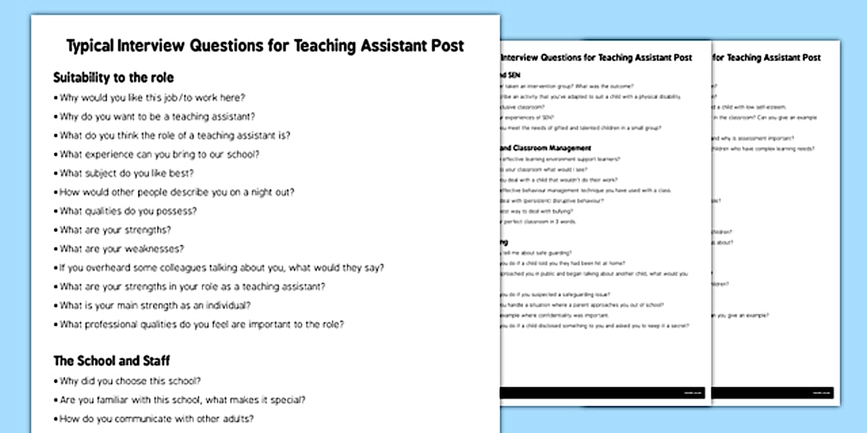 Teacher Assistant Interview Questions and Answers PDF