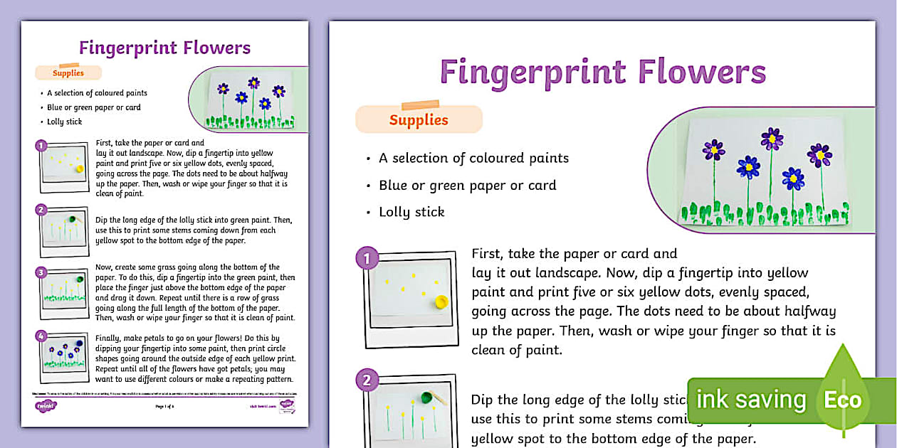 Fingerprint Flowers - Craft Instructions (teacher made)