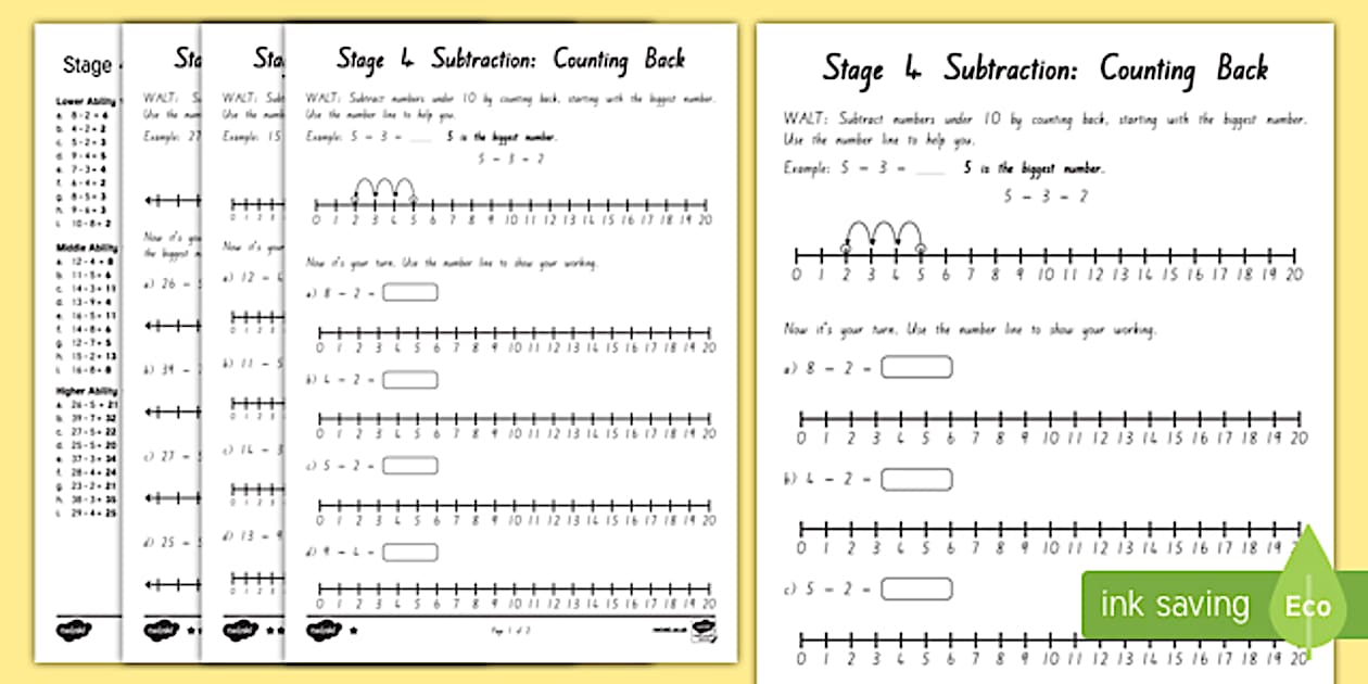 Editable Subtraction Stage 4 Differentiated Worksheets