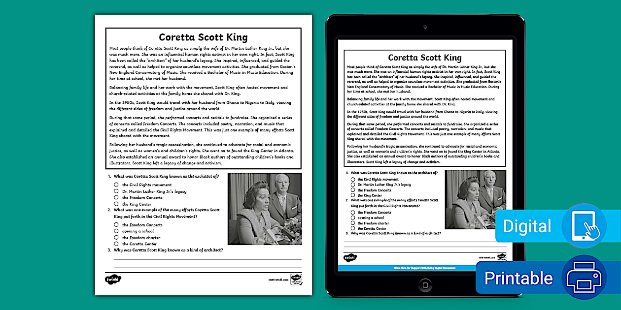 Fifth Grade Coretta Scott King Reading Passage - Twinkl