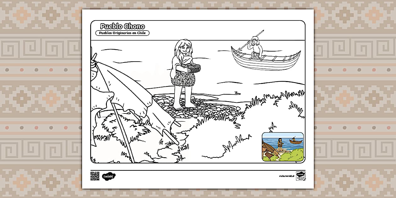 Hoja para Colorear | Pueblo Chono | Pueblos originarios